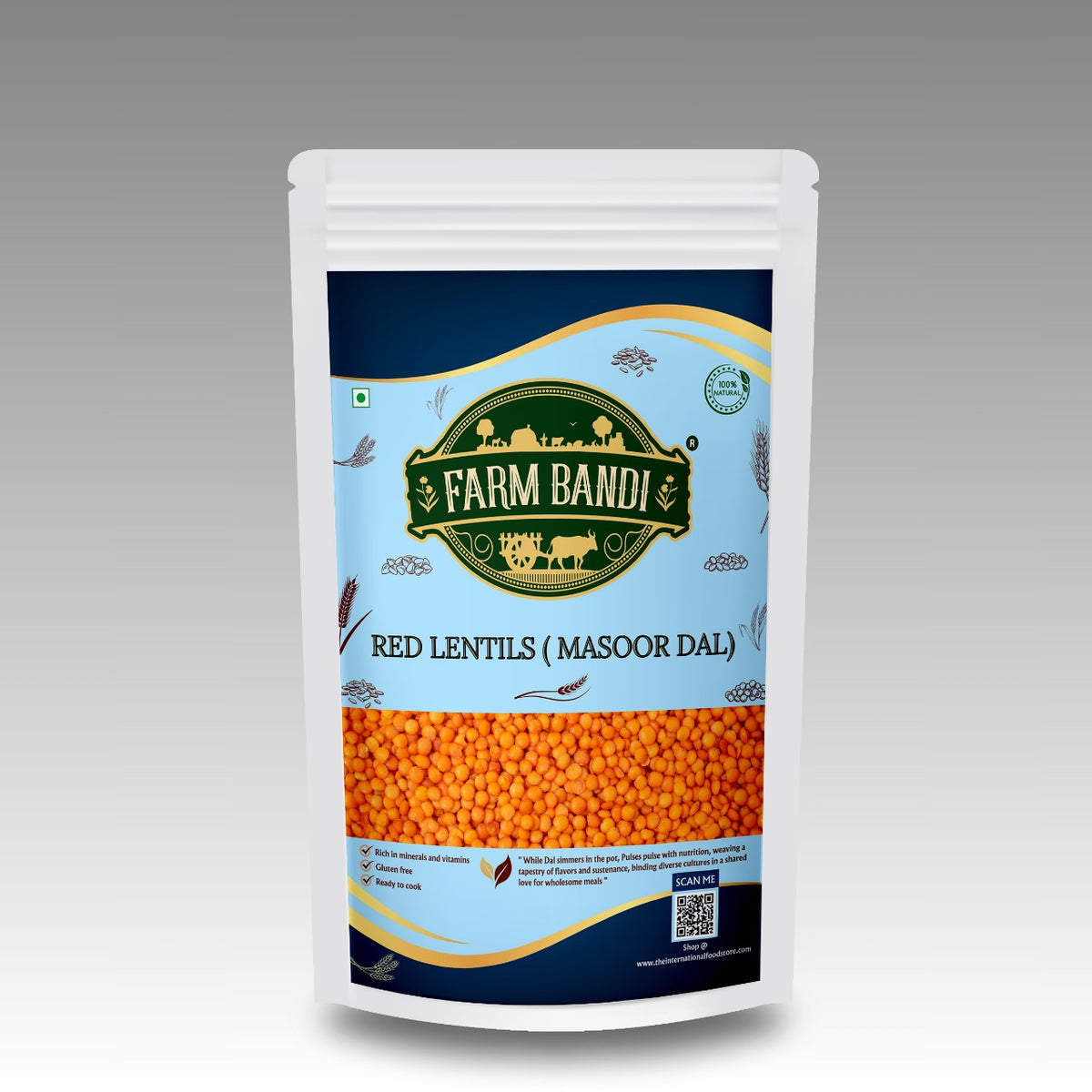 Masoor Dal, Red Lentils 2.5 Kg - Farm Bandi | The International Food Store
